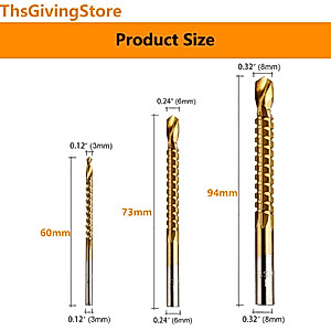 6 Pcs Titanium Coated Step Drill Bits Set, 3 Sizes of Step Drill Bits and 3 Sizes of Twist Drill Bits, High Speed Steel Drill Bits Set for Metalworking, Woodworking Tools, Hole Drilling