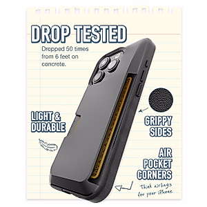 Smartish iPhone 15 Pro Wallet Case - Wallet Slayer Vol. 1 [Slim + Protective] Credit Card Holder - Drop Tested Hidden Card Slot Cover Compatible with Apple iPhone 15 Pro Case Wallet - Black Tie Affair