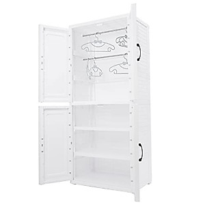 OUKANING Bedroom Storage Cabinets Plastic Clothes Storage Drawer Units with Wheels and Doors Multi-Layer Vertical Wardrobe Organizer for Bedroom Closet Living Room Entryway (22.4 x 15.7 x 51.6in)