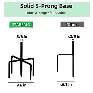STARFAMI Double Shepherds Hook for Outdoor with 5 Prongs Base, Upgraded Adjustable Garden Hanging Stand Plant Holders for Bird Feeder, Plant Baskets, Solar Light Lanterns, Wedding (60 Inch 2pcs)