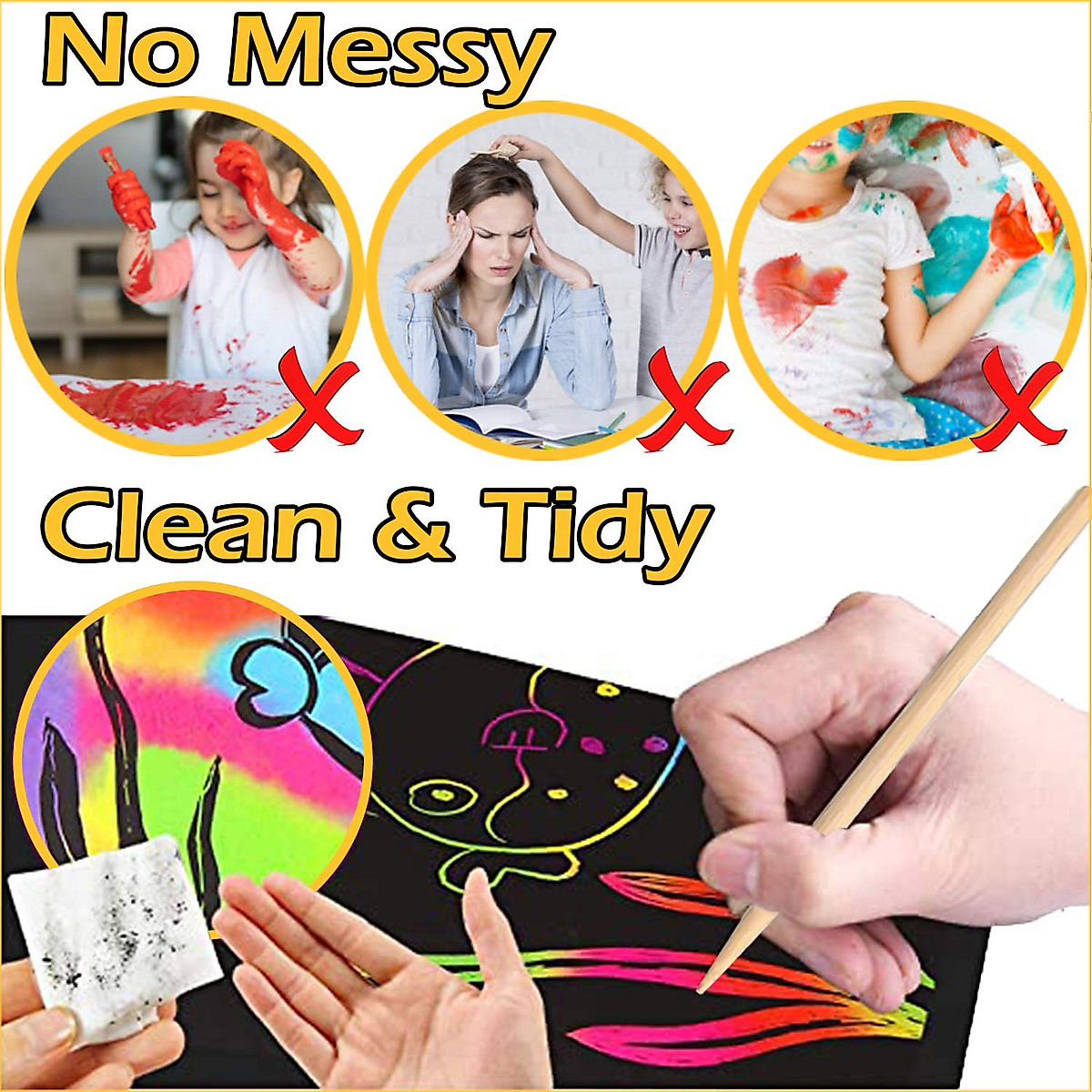 AICTIMO YCHOULEK Scratch Art for Kids 20 Sheets, Scratch Paper Rainbow Art Set Crafts Supplies Kits Sheet Pack for Kids, Chiristmas Birthday Gift for Girls Boys Ages for Kids Age 3 4 5 6 7 8 9 10+