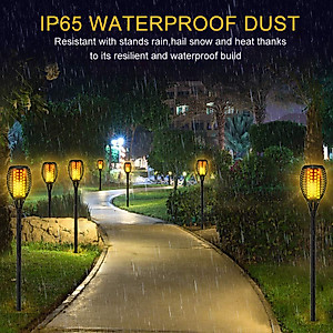 Aityvert Solar Lights, 43" Flickering Flames Torch Lights Outdoor Waterproof Landscape Decoration Lighting Dusk to Dawn Auto On/Off Security Flame Lights for Yard Garden Pathway Driveway 4-Pack