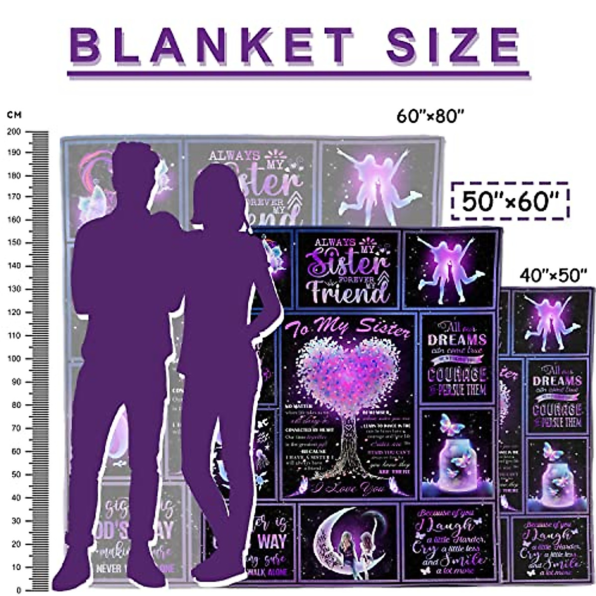 Yufobel Sister Birthday Gifts from Sister, Sister Gifts, Sister Blanket 60"x50", Sister Gifts from Sister, Birthday Gifts for Sister, Gifts for Sister Throw Blanket