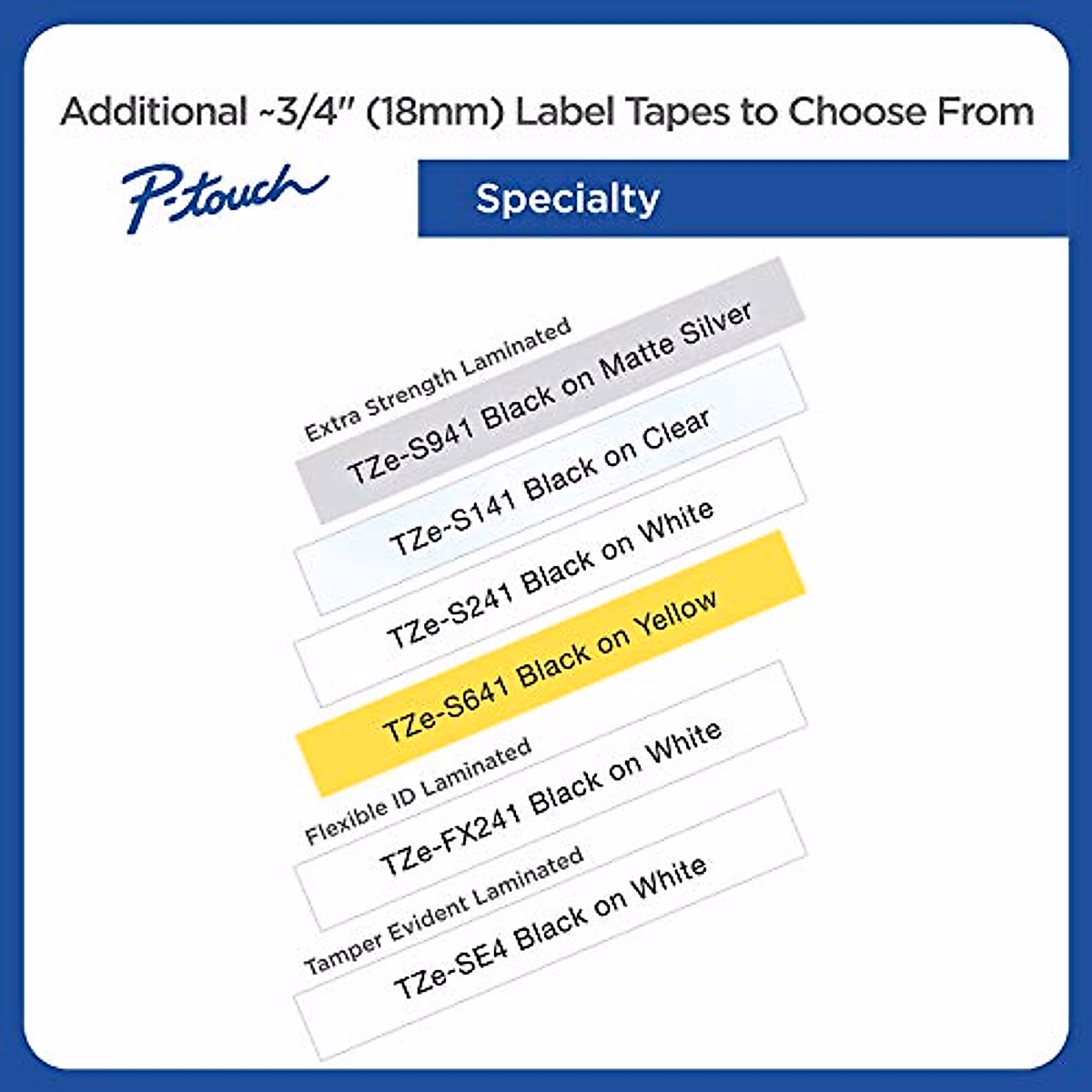 Brother Genuine P-Touch TZE-641 Tape, 3/4" (0.7") Standard Laminated P-Touch Tape, Black on Yellow, For Indoor or Outdoor Use, Water-Resistant, 26.2 ft (8 m), Single-Pack