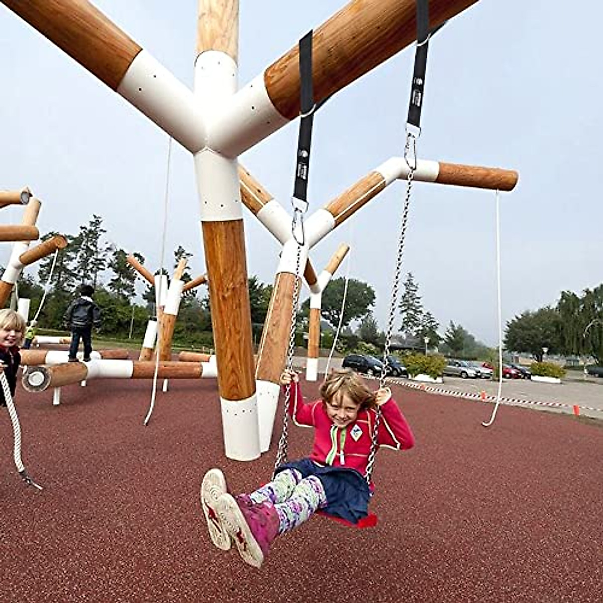 Tree Swing Hanging Strap - 5ft Swing Straps Outdoor Suspension Accessories Kit, Holds 2200lbs with Stainless Carabiners, Easy Installation, Perfect for Baby/Garden/Toddler Swing (Black)