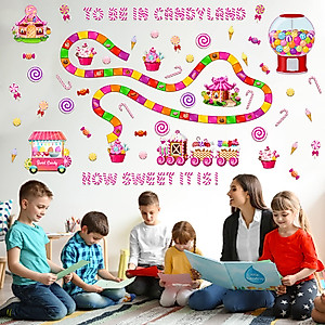 Outus Candyland Ice Cream Bulletin Board Decor Set Classroom Decoration Candy Land Ice Cream Cutout with Glue Points for Candy Birthday Party Classroom School Office Supply Halloween Decor (Candyland)