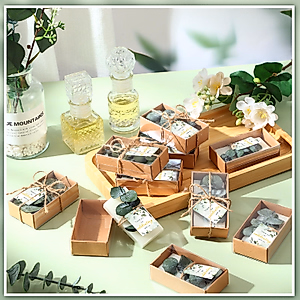 Dansib 50 Sets Mini Eucalyptus Handmade Soaps Wedding Soap Bulk Party Gifts Wedding Baby Shower Gifts for Guest with Thank You Cards Box for Bridal Shower Wedding