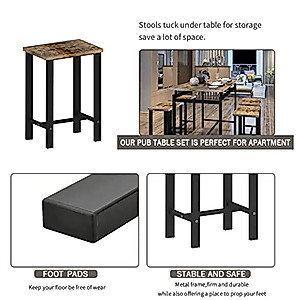 Dining Table Set for 4, 5 Pieces Kitchen Table and Chairs for Small Spaces, Bar Table and Chairs Set, Person Counter Height Table Set with 4 Chairs for Pub Dinner Breakfast(Distressed Brown)