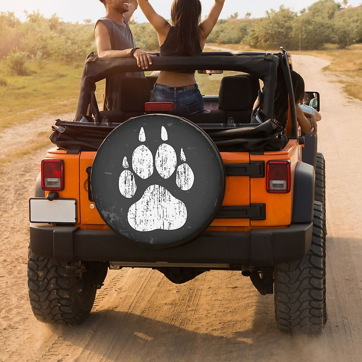 Delerain Dog Paw Print Spare Tire Covers Waterproof Dust-Proof Spare Wheel Cover Universal Fit for, Trailer, RV, SUV, Truck and Many Vehicle (17 Inch for Diameter 31"-33")