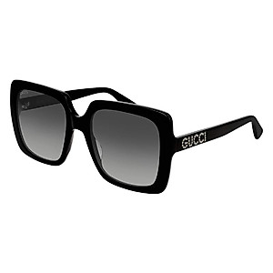 Gucci GG0418S 001 54M Black/Grey Gradient Square Sunglasses For Women+ BUNDLE With Designer iWear Eyewear Kit