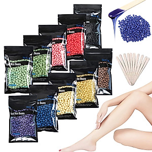 Hard Wax Beads for Hair Removal,10 Colors Hard Wax Beans 2.2lb,Bulk Wax Pearls for Underarms Back and Chest Home Waxing