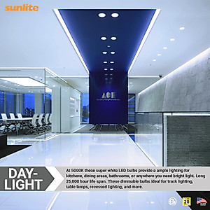 Sunlite LED PAR16 Dimmable, Short Neck Recessed Spotlight Light Bulb, 6-Watt, (50W Halogen Replacement) 500 Lumens, Medium E26 Base, 90 CRI, ETL Listed, 6 Count, 5000K Daylight