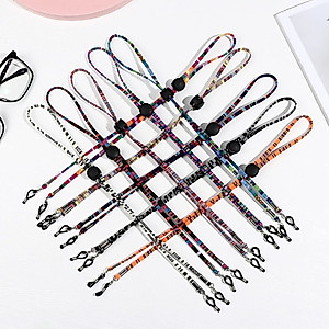 Tvoip 10Pcs Portable Ethnic Pattern Neck Buckle Lanyard Hanging String Neck Strap Hat Chin Cord Glasses Masks with Adjustable Cord Fastener，Unisex Removable Sun Hat Chin Strap