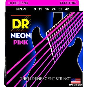 DR Strings HI-DEF NEON Electric Guitar Strings (NPE-9),Pink