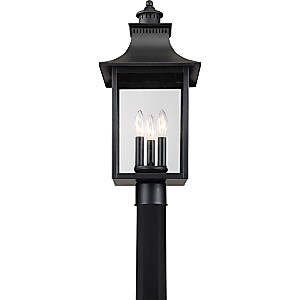 Quoizel CCR9010K Chancellor Outdoor Lantern Post Mount, 3-Light 180 Total Watts, 22" H x 10" W, Mystic Black