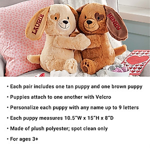 Let's Make Memories Personalized Hugging Plush Puppies - Puppy Love - Dog Stuffed Animal for Kids - Valentines Day - Birthday - For Boy - For Girl - Te Quiero - Familia - I Love You - Family - Puppies