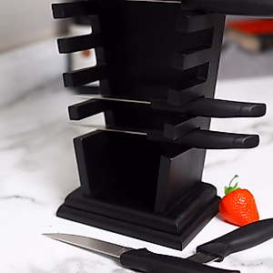 Potted Pans Gothic Kitchen Coffin Knife Holder - Spooky 7 Blade Goth Kitchen Decor Knife Storage - Gothic Oddities Wood Coffin Halloween Kitchenware Counter Accessory Steak Knife Organizer