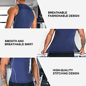 HAENPISY Mens Workout Sleeveless Shirts Gym Quick Dry Muscle Tank Top Running Athletic Moisture Wicking T Shirt(X-Large, Blue)
