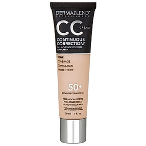 Dermablend Continuous Correctionâ„¢ Tone-Evening CC Cream Foundation SPF 50+, Full Coverage Foundation Makeup & Color Corrector, Non-Comedogenic , 1 Fl Oz (Pack of 1)