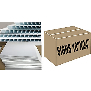 Yard Signs 50 Pack, White Blank Signs 18 x 24 inch 4mm Corrugated Plastic Sign Board, Bundles of 50Pieces, Great for Advertising Any Events, Ship same Day (50SIGNS18X24)