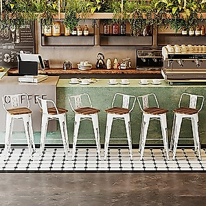 Andeworld 24 Inch Swivel Bar Stools Set of 4 Counter Height Stools Industrial Metal Barstools (24 inch, Distressed White)