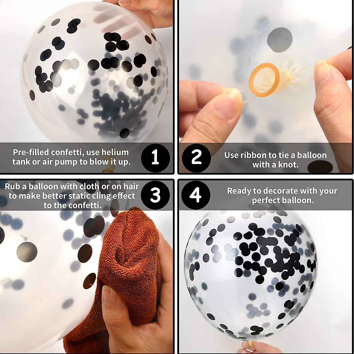 Large - Black One Balloon for First Birthday, 40 Inch Number 1 Balloon, Black 1st Birthday Balloons, Confetti Balloons, Black 1 Balloon 1st Birthday Decorations for Boys, 1 Year Old Balloon