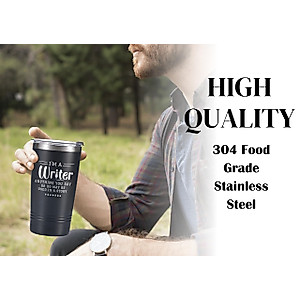 Onebttl Writer Gifts for Women/Men - 20oz/590ml Stainless Steel Insulated Tumbler with Straw - Graduation/Birthday/Christmas Gift for Writers, Novelist, Scriptwriter - Story, Black