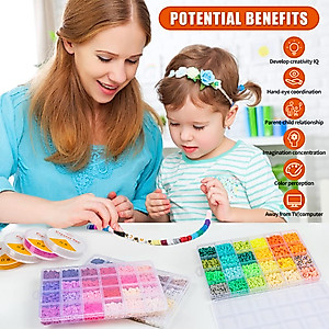 OLIKER 12600 Pcs Clay Beads for Bracelet Making Kit,72 Colors Flat Round Polymer Clay Beads Spacer Heishi Beads for Jewelry Making for Girls 8-12 with Pendant Charms Kit