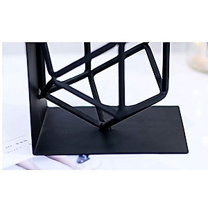 Bookends Creative Fashion Metal Bookends Black Geometry Shape Book Stand Home Office Decoration Desk Organizer Book Shelf Holder Book Ends (Color : Black)