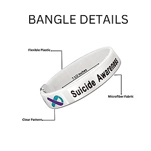 25 Pack Suicide Awareness Bangle Bracelets - Wholesale Bracelets for Suicide Awareness