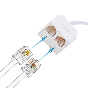 Telephone Splitter, 3-Pack RJ11 Male to Female Two Way Phone Line Splitter Converter Cable