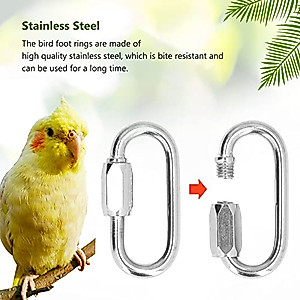 20 Pcs Bird Foot Rings, Bite Resistant Stainless Steel Parrot Leg Rings Bird Toy Accessories for Conure Cockatiel Cockatoo Lovebird