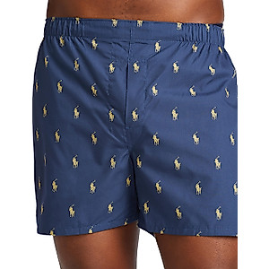 POLO RALPH LAUREN Men's Classic Fit Woven Cotton Boxers, Rustic Navy/Campus Yellow, Summer Stripe/Cruise Navy, Sag Harbor Plaid/Polo Yellow, X-Large