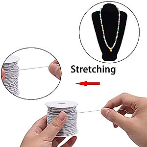 Livder 0.8 mm Elastic String Cord Thread Cords for Jewelry Making Bracelets Beading, 109 Yards, White