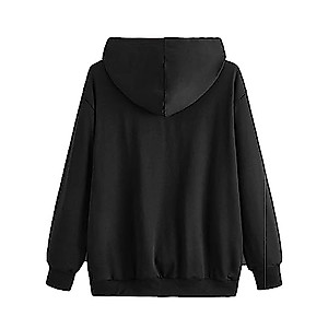 Tsultryofs Women Y2K Grunge Zip Up Hoodies E-Girl Long Sleeve Hooded Sweatshirt 90s Gothic Aesthetic Punk Jacket Streetwear (Black, XL)