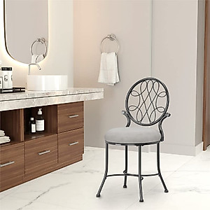 Hillsdale O'Malley Vanity Stool with Spiral Pattern Design, Metallic Gray