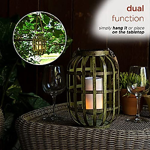 Alpine Corporation QLP1358SLR-HH-TM Alpine Metal Solar Lantern, Weathered Green