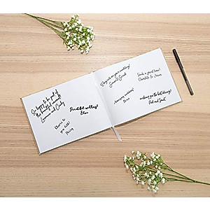 Pearhead Linen Beige Wedding Guest Book with White Script, Elegant Wedding, Rustic Wedding, Simple Wedding Décor, Bridal Shower Gift, Ivory