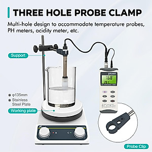 LAB FISH Laboratory Lab Magnetic Stirrer Hot Plate 280℃/ 536℉ 5 inch Digital Magnetic Mixer 3L Capacity Knob Control 200-1500rpm,Probe Sensor & Stirring Bar Included,110V
