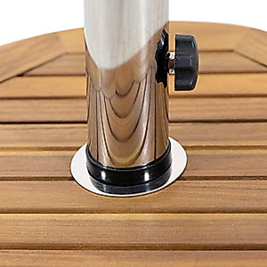 Christopher Knight Home 314641 Ralph Outdoor Umbrella Base, 17.75" D x 17.75" W x 17.00" H, Teak + Stainless Steel