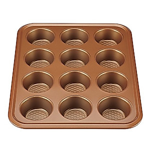 Ayesha Curry Nonstick Bakeware Nonstick 12-Cup Muffin Tin / Nonstick 12-Cup Cupcake Tin - 12 Cup, Brown