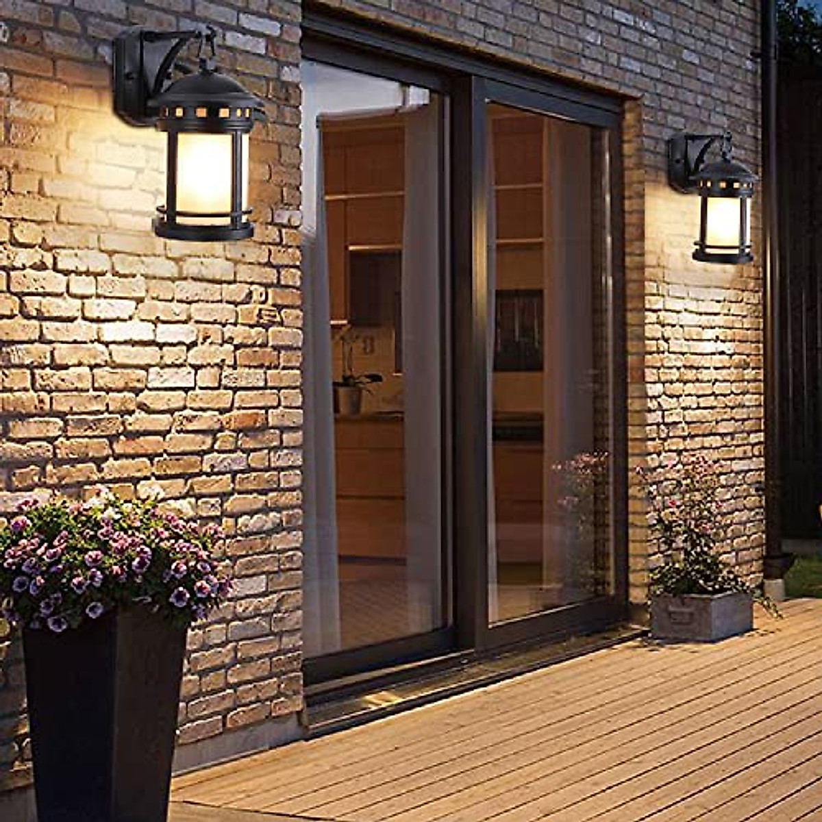 HSPHFX Wall Lantern Coach Lamp Industrial Steampunk Cage Fixture Outdoor Home Wall Sconce Mount with Clear Glass Shade - Dusk to Dawn Exterior Sensor - for Pasture Restaurant Garden Factory