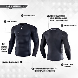 Synergy Men's Sequent Neoprene Multisport Full Sleeve Top (Black, Medium)