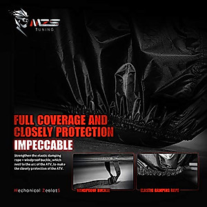 MZS ATV Cover All Weather Season Outdoor Storage Waterproof Protection Accessories fits up to 101 inch Quad 4 Wheeler Covers - Durable Tear Wind Proof Vents Night Reflective Adjuster Buckle Bag