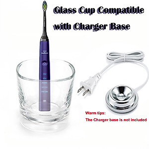 Generic Charger Glass Cup for Philips Sonicare Diamondclean Toothbrush, Replacement for HX93 HX99 Series Charger Glass, Compatible with HX9331 HX9332 HX9352 HX9362 HX9392 Charging Base (Transparent)