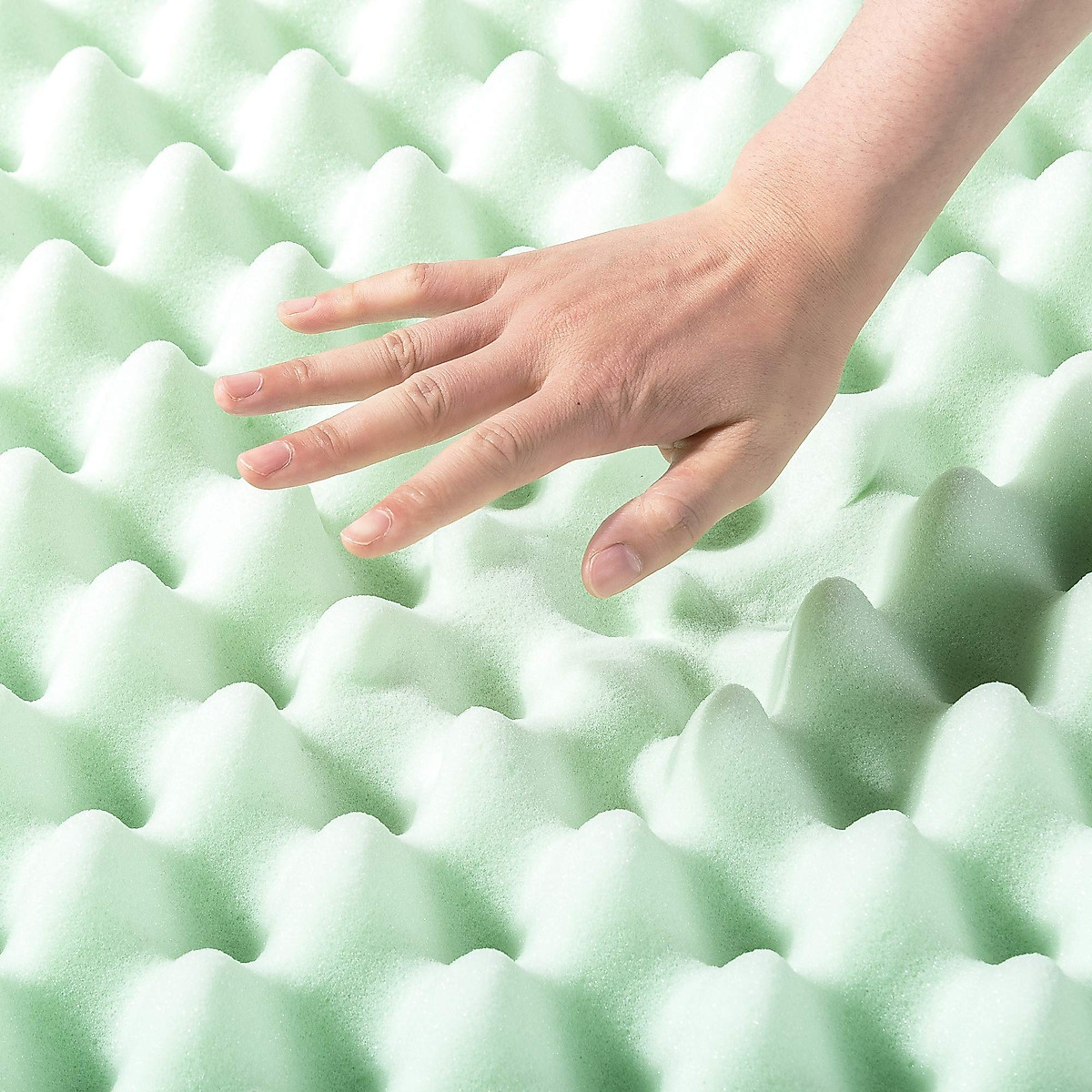 Best Price Mattress 4 Inch Egg Crate Memory Foam Mattress Topper with Calming Green Tea Infusion, CertiPUR-US Certified, Twin XL