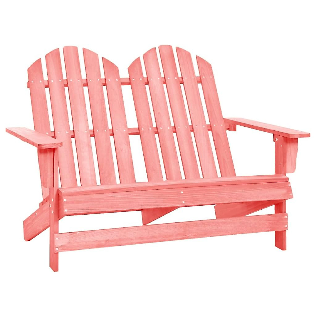 Tidyard 2-Seater Patio Adirondack Chair Solid Wood Fir Pink Outdoor Fire Pit Chair Wooden Garden Armchair for Porch Pool Lawn Deck Backyard Balcony Outdoor