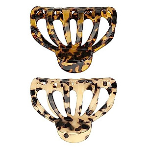 Shinowa Hair Clips, 2-Pack Bohemian Tortoise Shell Hair Claw Clips Strong Hold Big Hair Jaw Clips for Thick Hair, Hair Accessories for Women Girls, Leopard