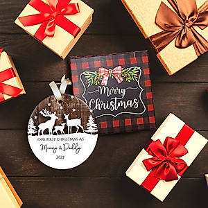 Family Christmas Ornaments - First Time Parents Gifts for Christmas - New Mom Gift, First Time Mom Gift - First Time Dad Gifts - Babys First Christmas - First Christmas as Mommy and Daddy Ornament