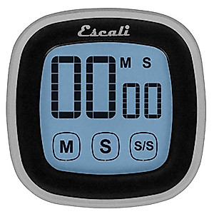 Escali Touch Screen LCD Display Digital Timer, Easy to Read and Touch Sensitive Controls Battery Saving, Black